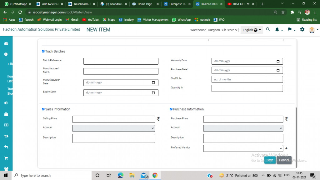 How to add item in Inventory Management? - Facility Technology