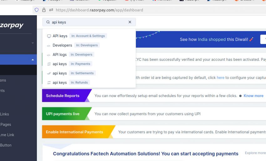 How to start Razorpay payment gateway with Factech. - Facility Technology